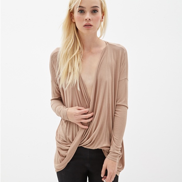 Forever 21 | Tops | Forever 2 Camel Caramel Draped Long Sleeve Nwt ...
